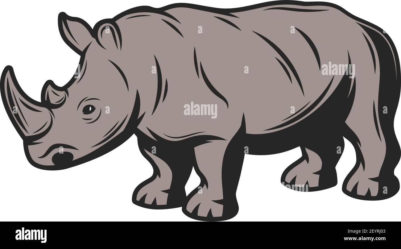 Rhinoceros wild animal icon. Vector African rhino, safari hunt and zoo ...
