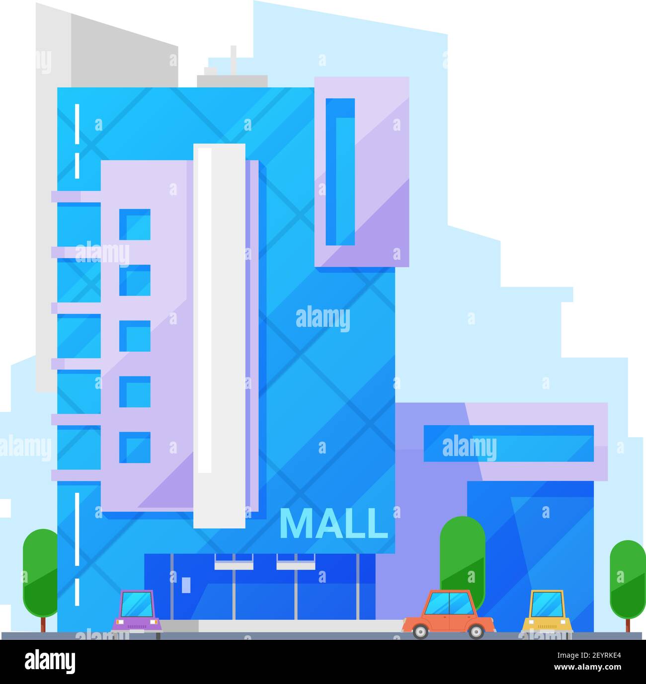 Mall real estate building isolated. Vector modern architecture multi ...