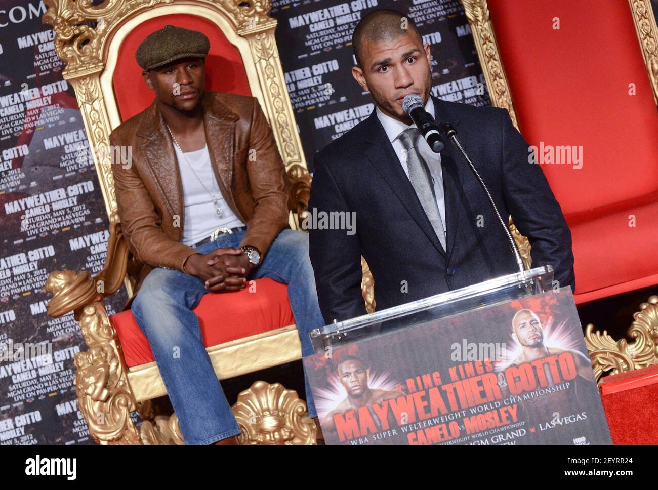 Floyd Mayweather and Miguel Cotto. 1 March 2012, Hollywood, California ...