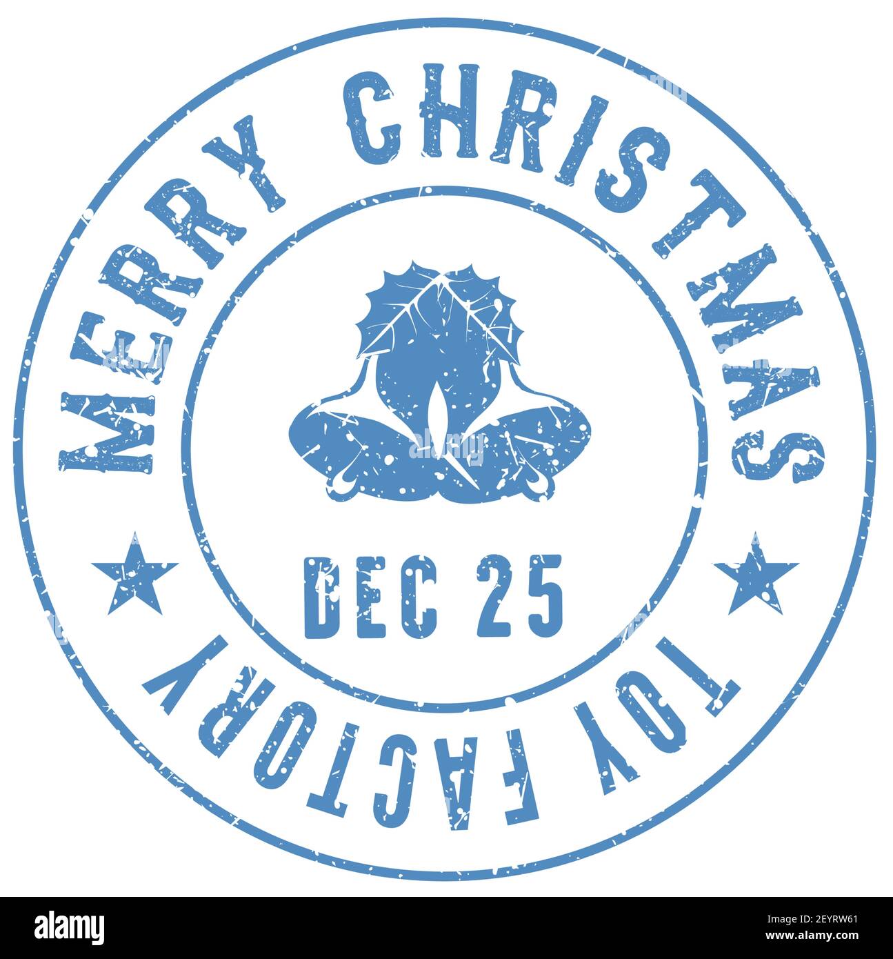 Toy factory stamp isolated Merry Christmas post mark. Vector grunge ...
