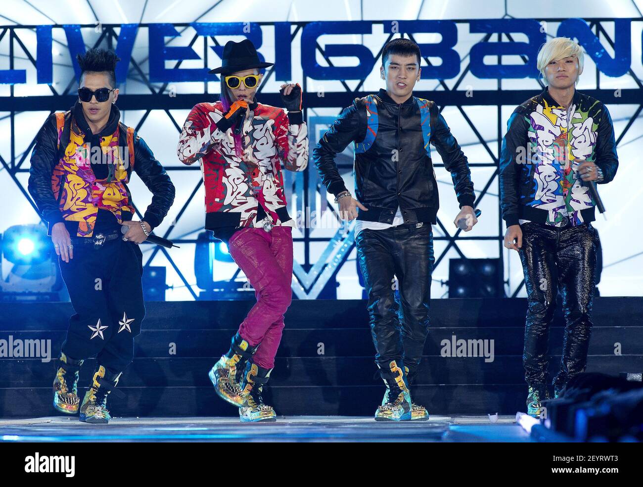 11 March 2012 - Seoul, South Korea - South Korean R&B group BIG BANG, performs on stage during ...