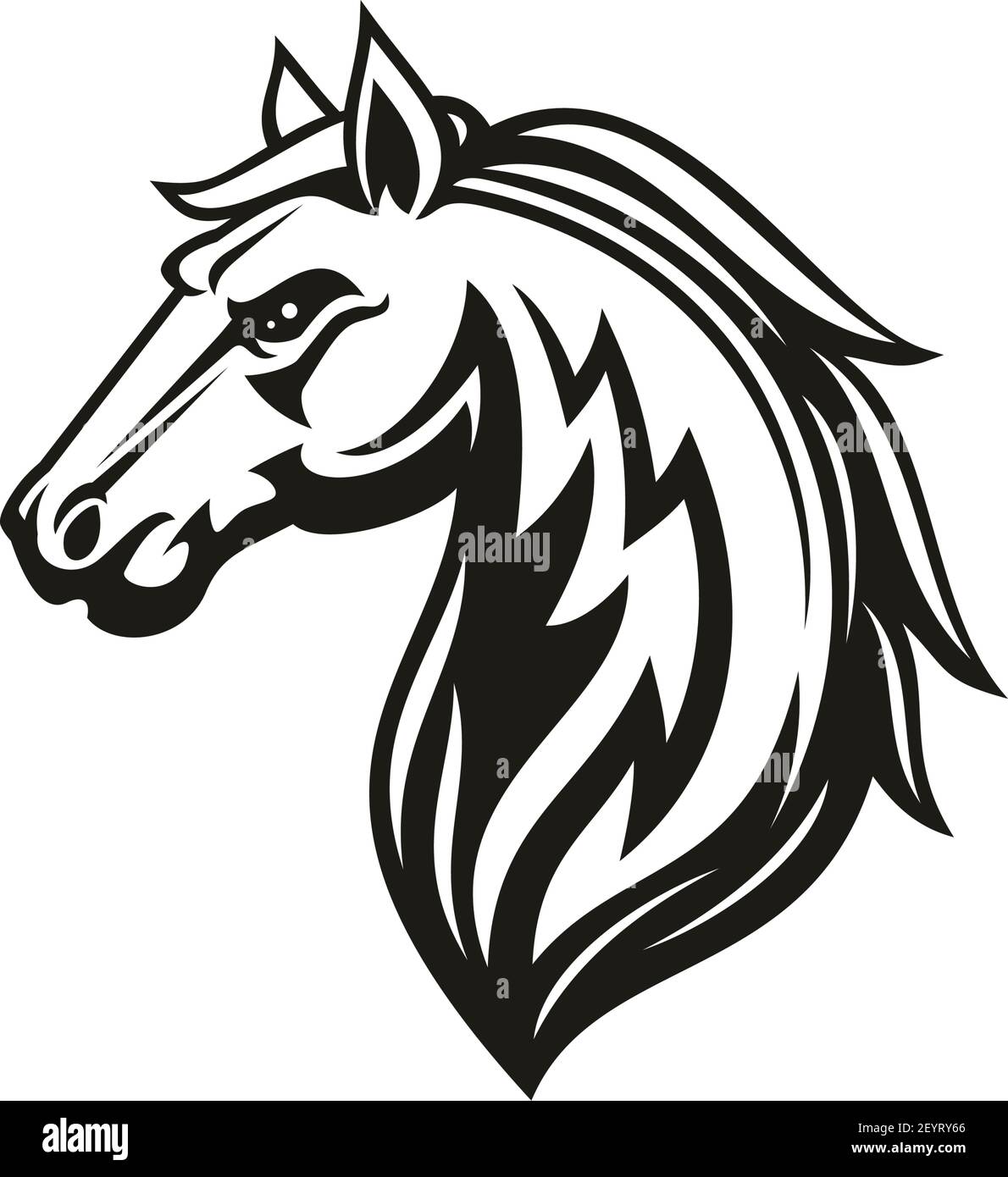 Horse animal icon of tribal tattoo or racing sport mascot. Head of ...
