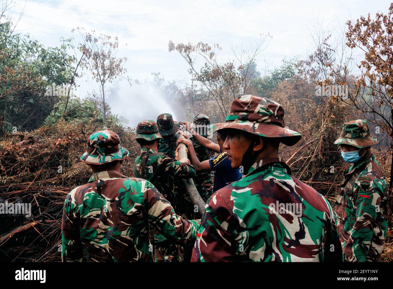 The fires extinguisher effort involved personel from BPBD Aceh Barat ...