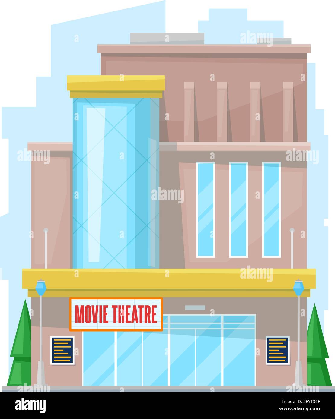 City building, cinema or movie theater. Vector facade, construction or ...