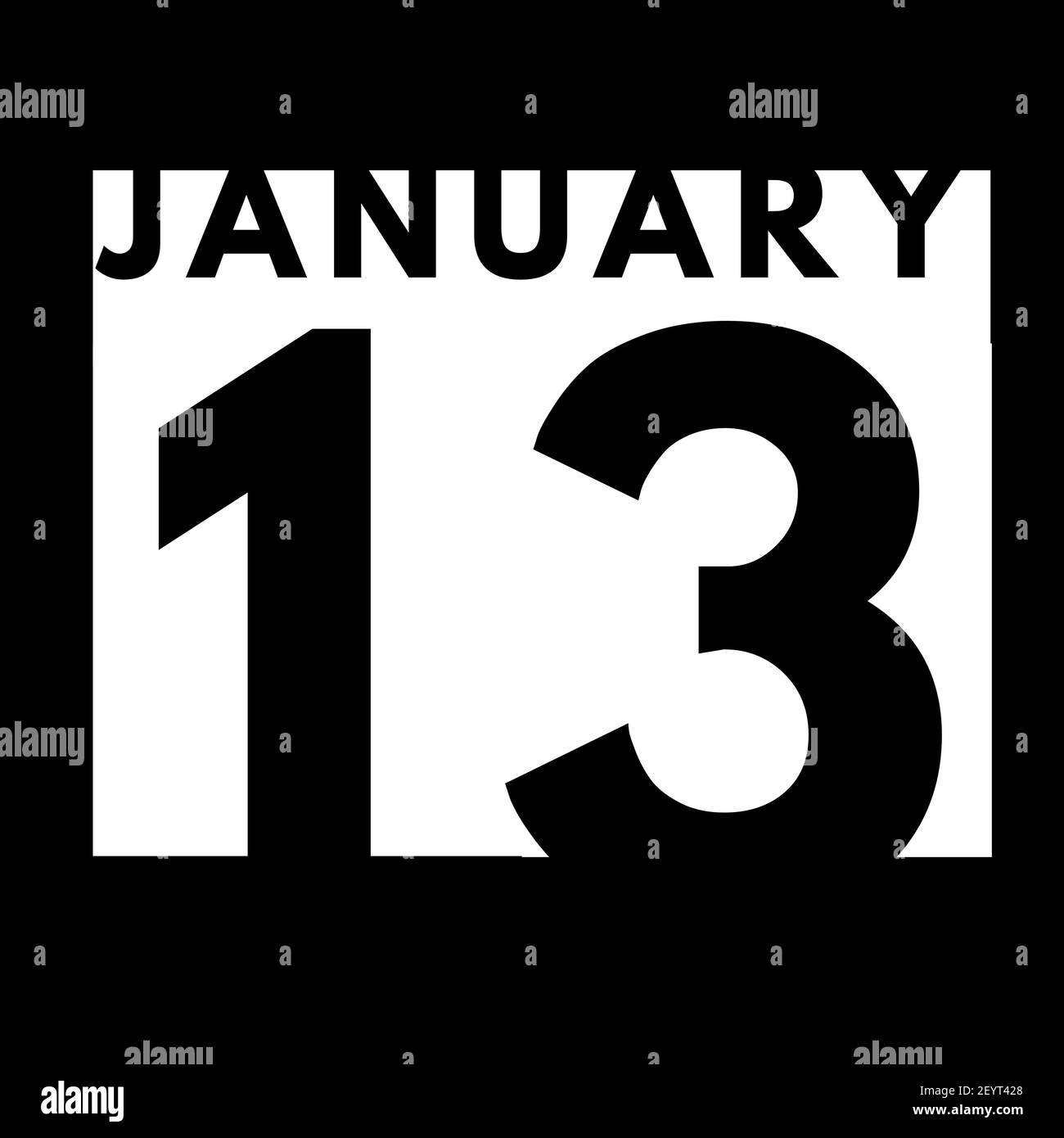 January 13 . flat modern daily calendar icon .date ,day, month ...