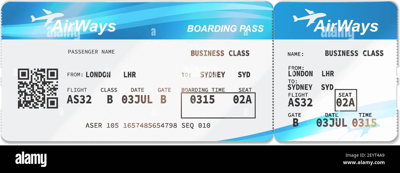 Airlines Boarding Pass Isolated Ticket Template Vector Passenger Card