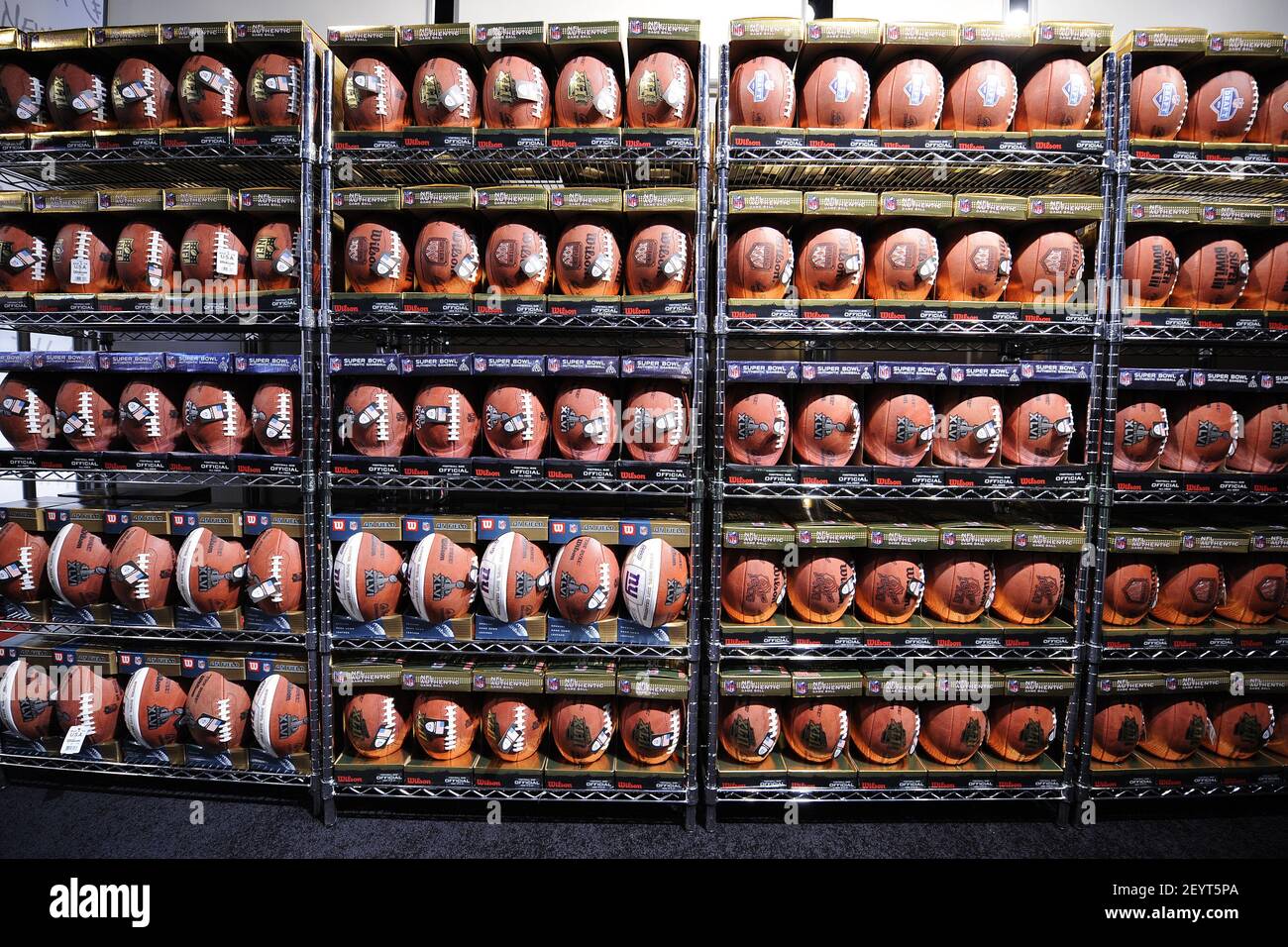 02 April 2012 - New York - NFL footballs on display for sale at the ...