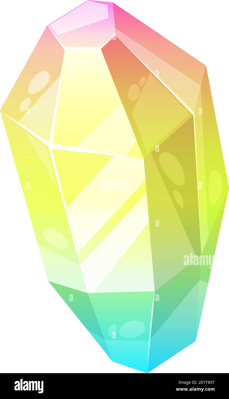 Crystal gem rainbow shine diamond. Vector isolated red, yellow, green ...