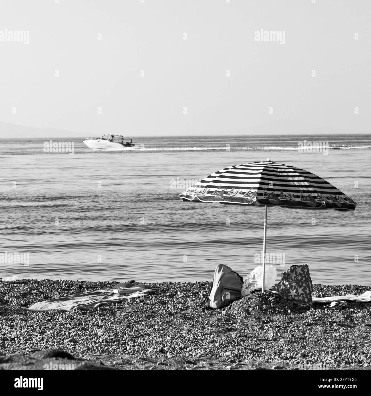 Rock boat in background Black and White Stock Photos & Images - Alamy