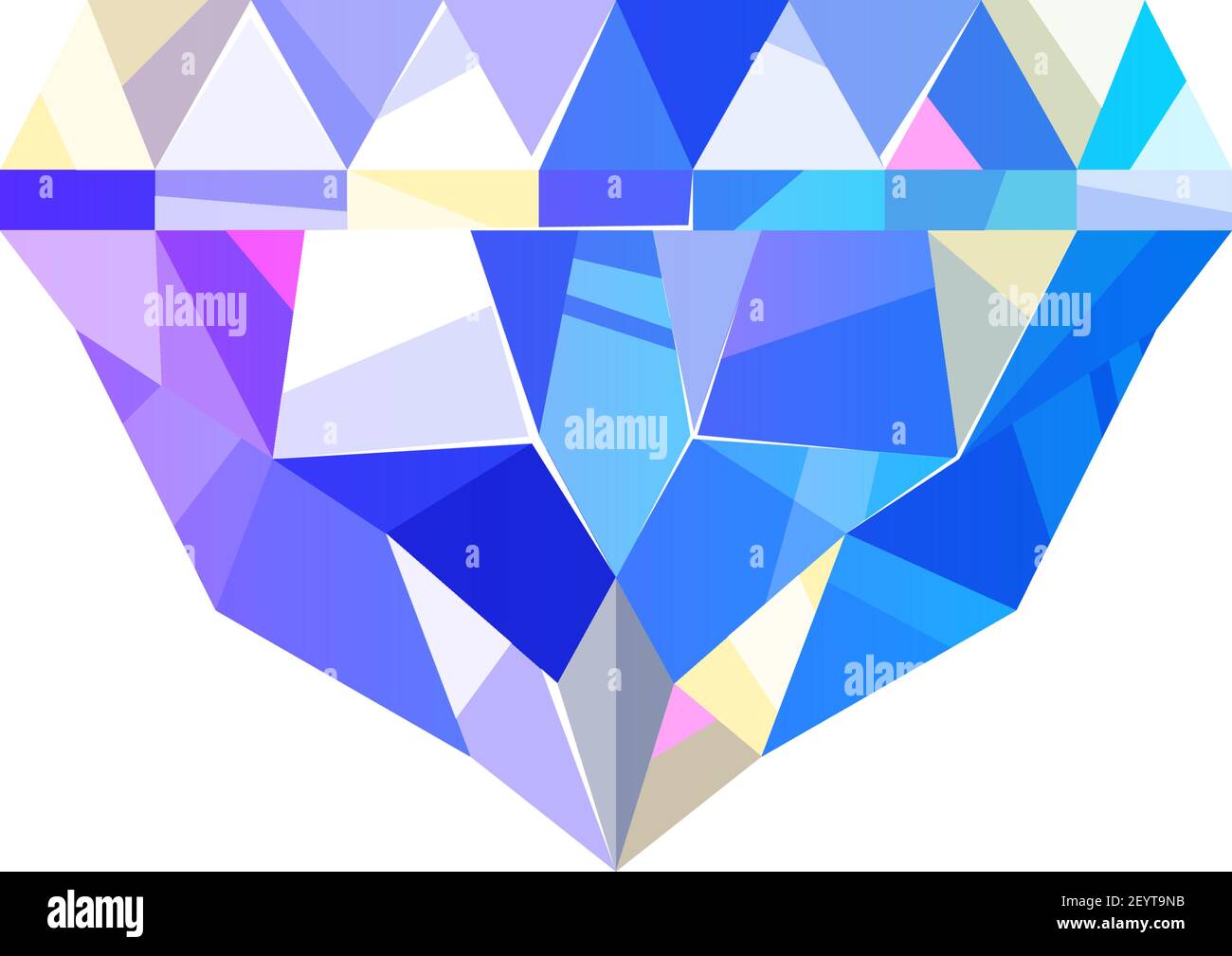 Blue gemstone, shiny diamond isolated precious stone. Vector sapphire ...