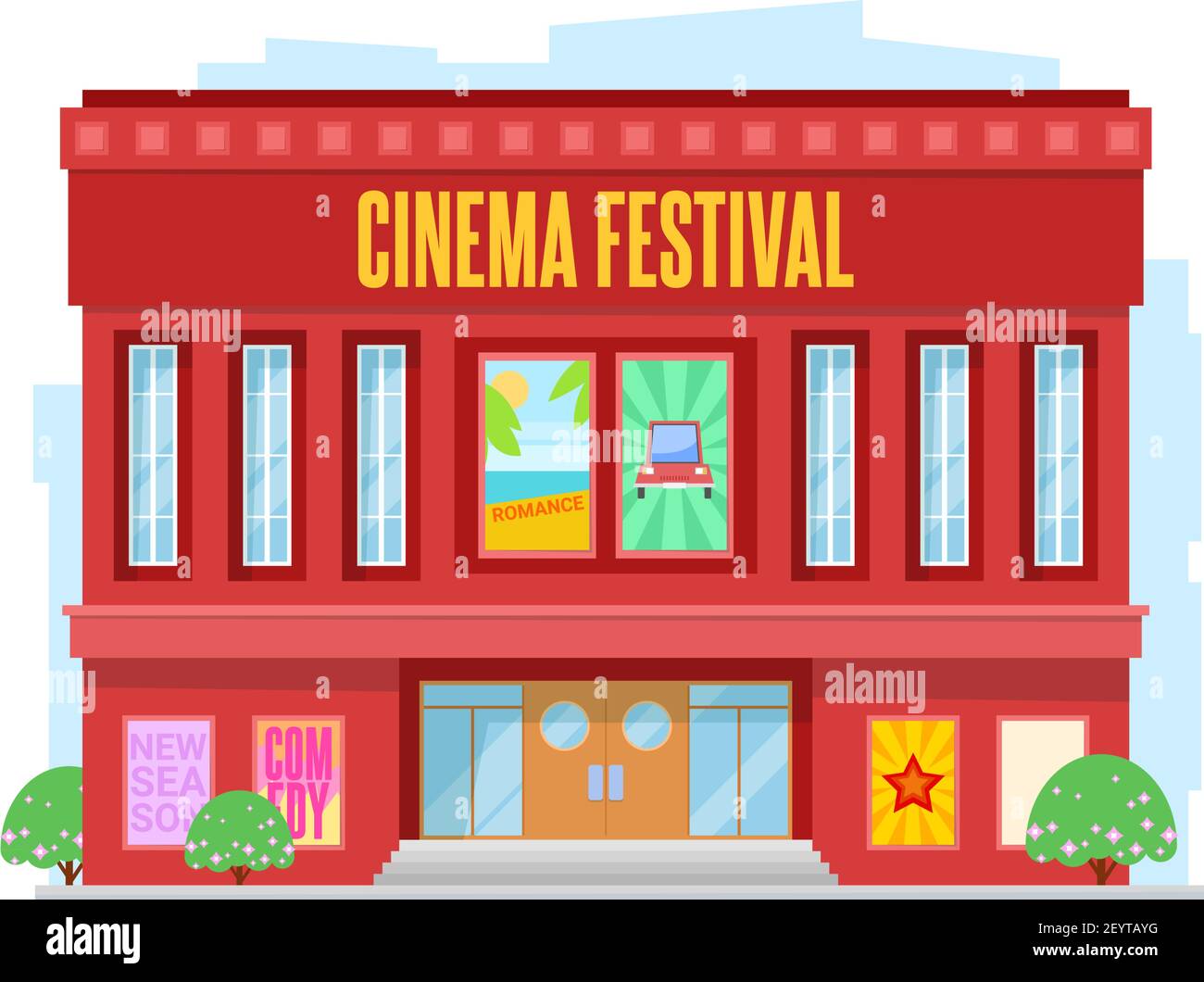 Cartoon Movie Theater Building