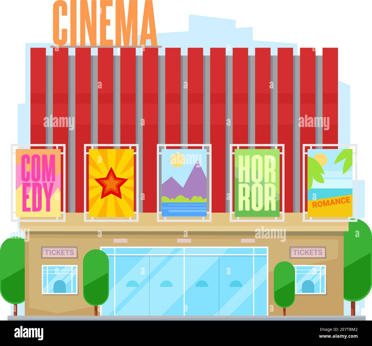 City building, cinema or movie theater. Vector facade, construction or ...