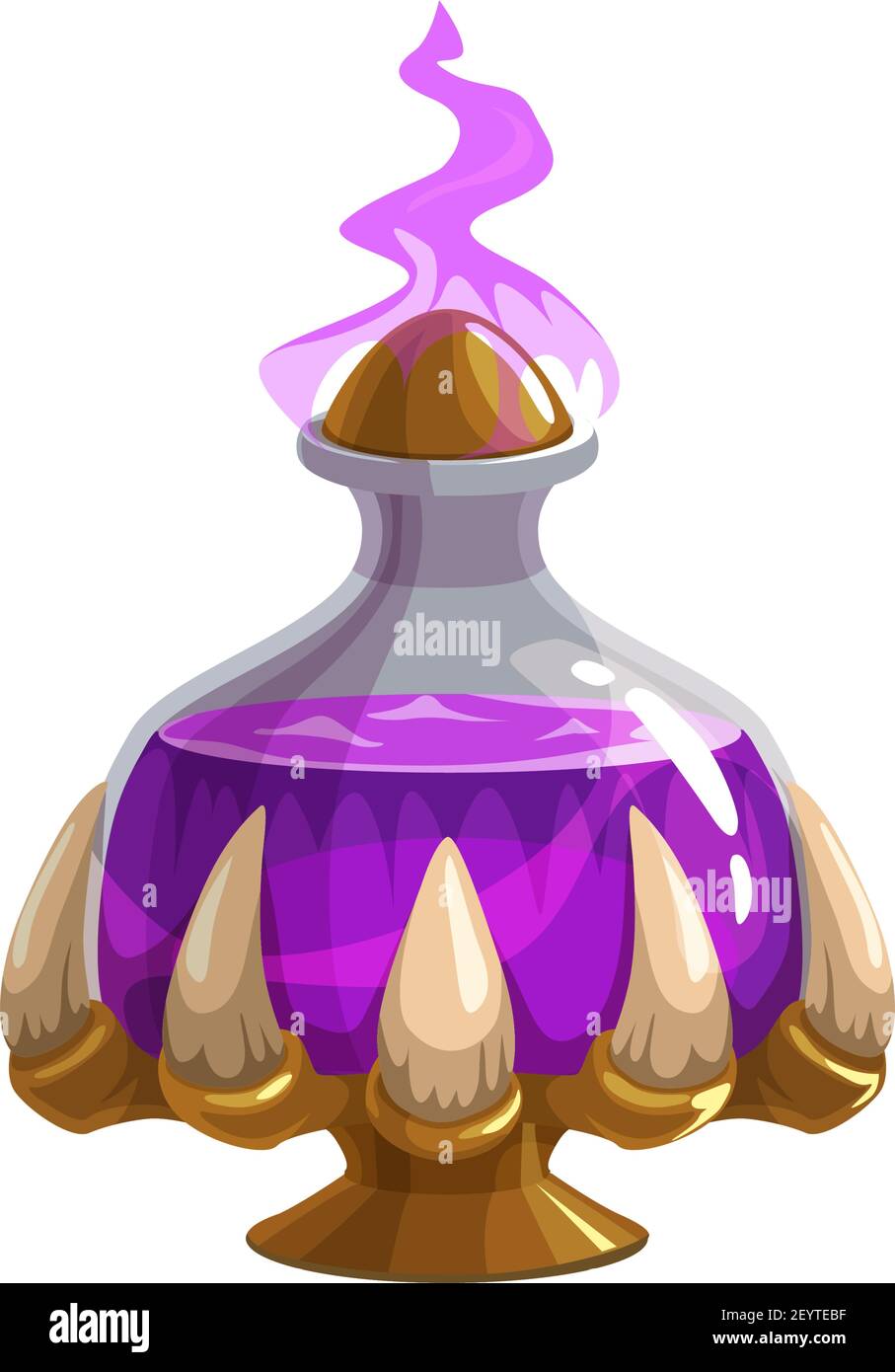 Poison vaping vial in jaw with teeth isolated potion. Vector alchemy ...