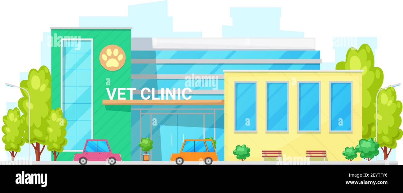 Veterinary medicine hospital isolated vet clinic exterior. Vector ...