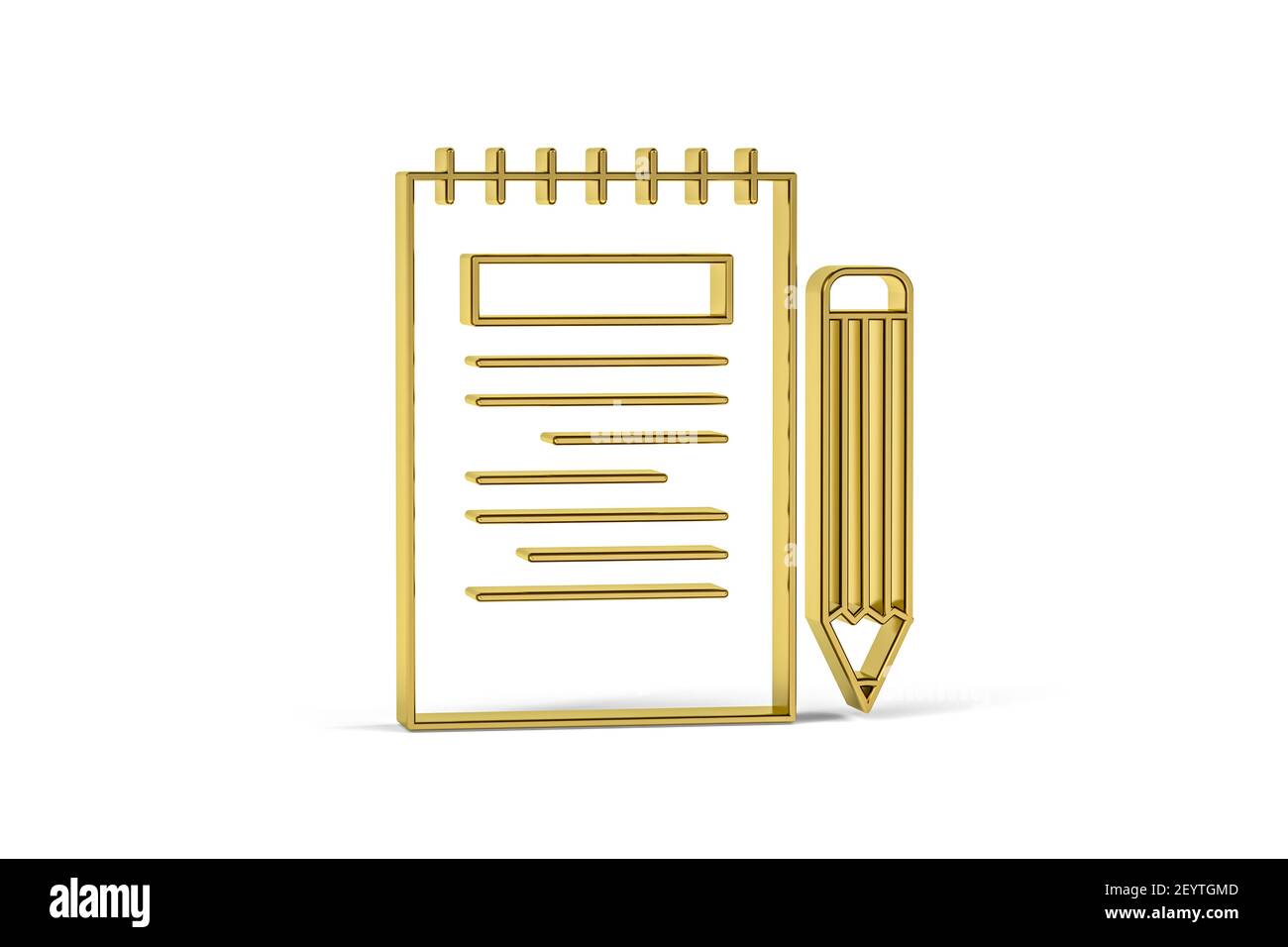 Golden 3d notepad icon isolated on white background - 3D render Stock ...