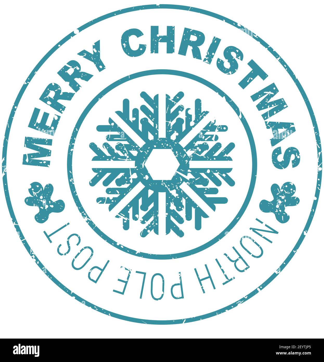 Merry Christmas post stamp with snowflake isolated. Vector north pole ...