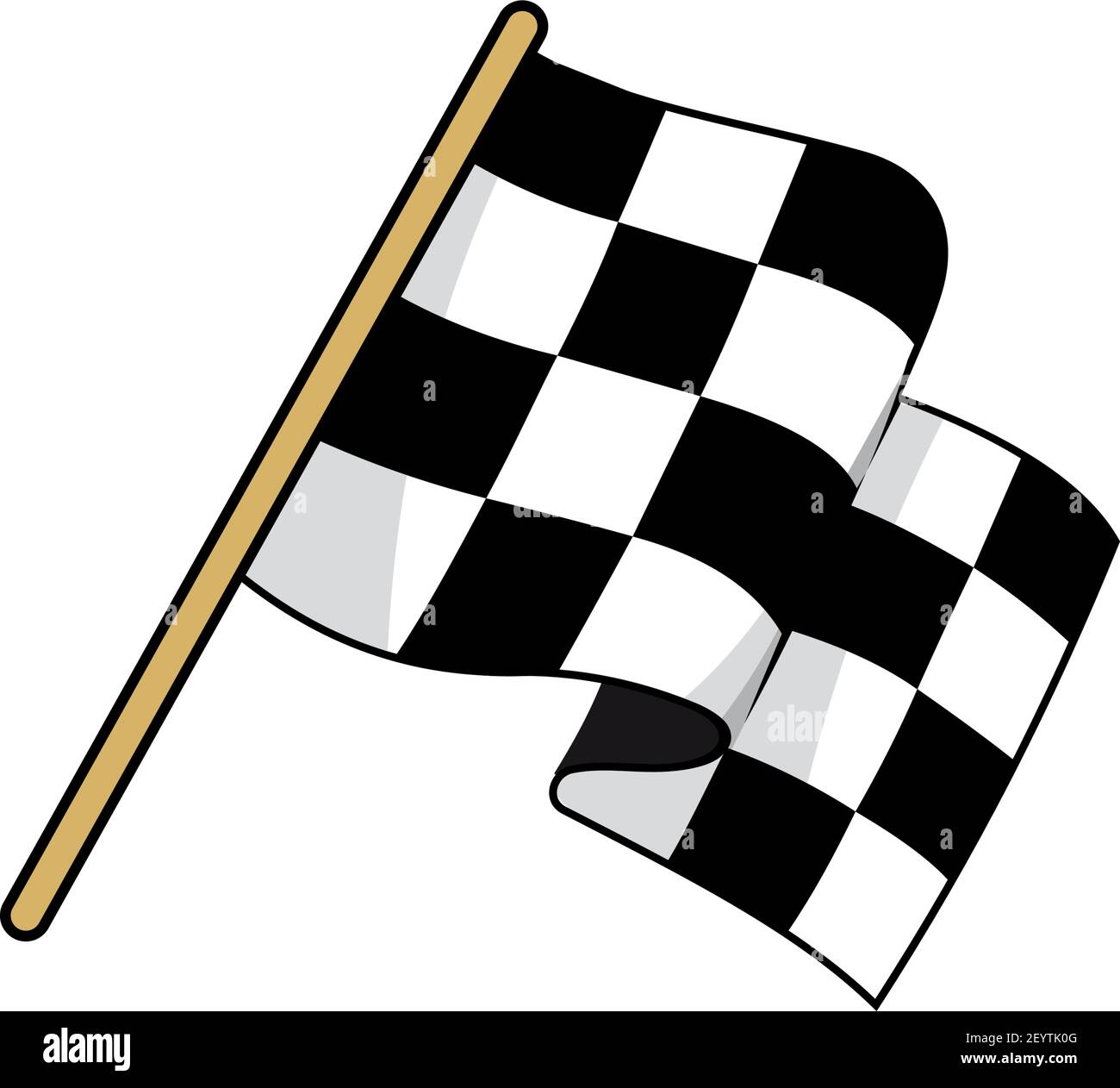 Checkered race flag flat vector illustration. Speed racing competition flag cartoon sticker ...
