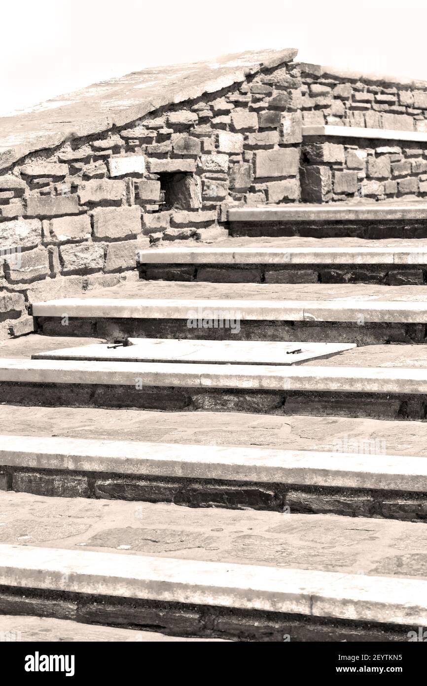 In greece monument old steps and marble ancien line Stock Photo - Alamy