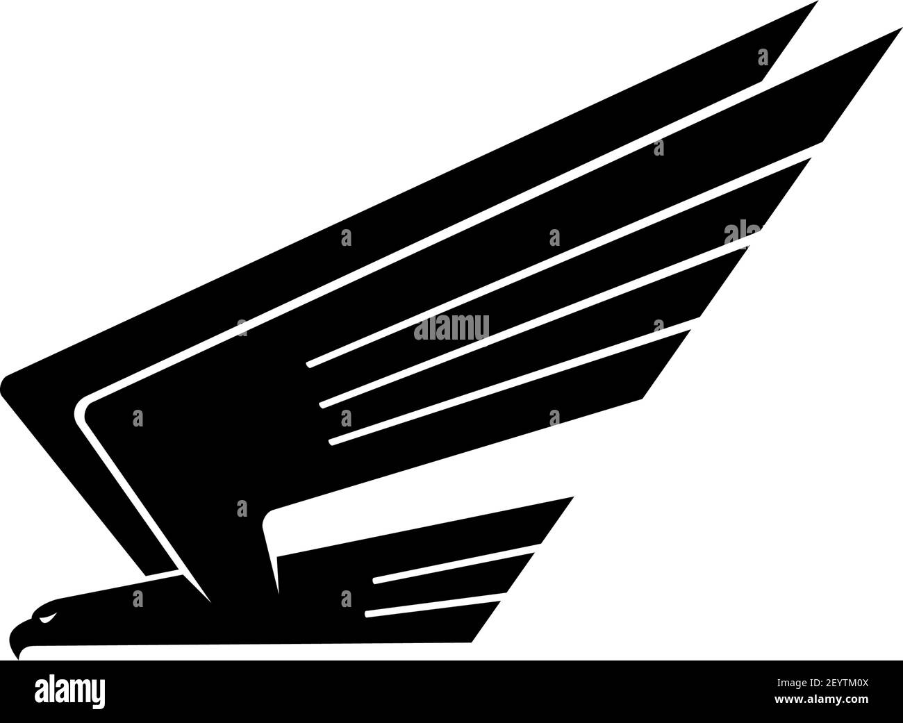 Black bird in flight isolated heraldry symbol. Vector flying hawk ...