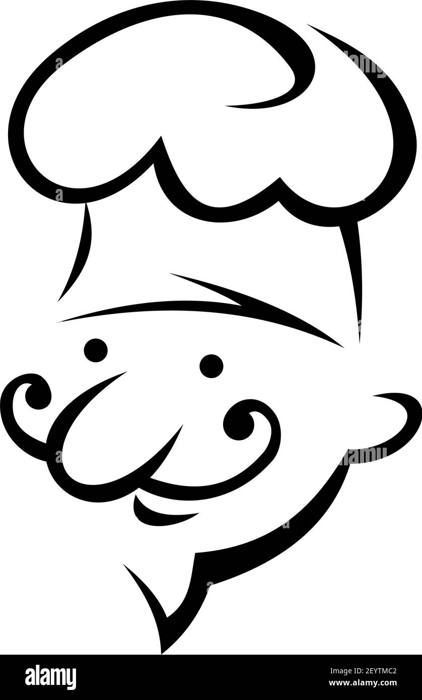 Chef cook with moustache isolated. Vector male portrait, professional ...