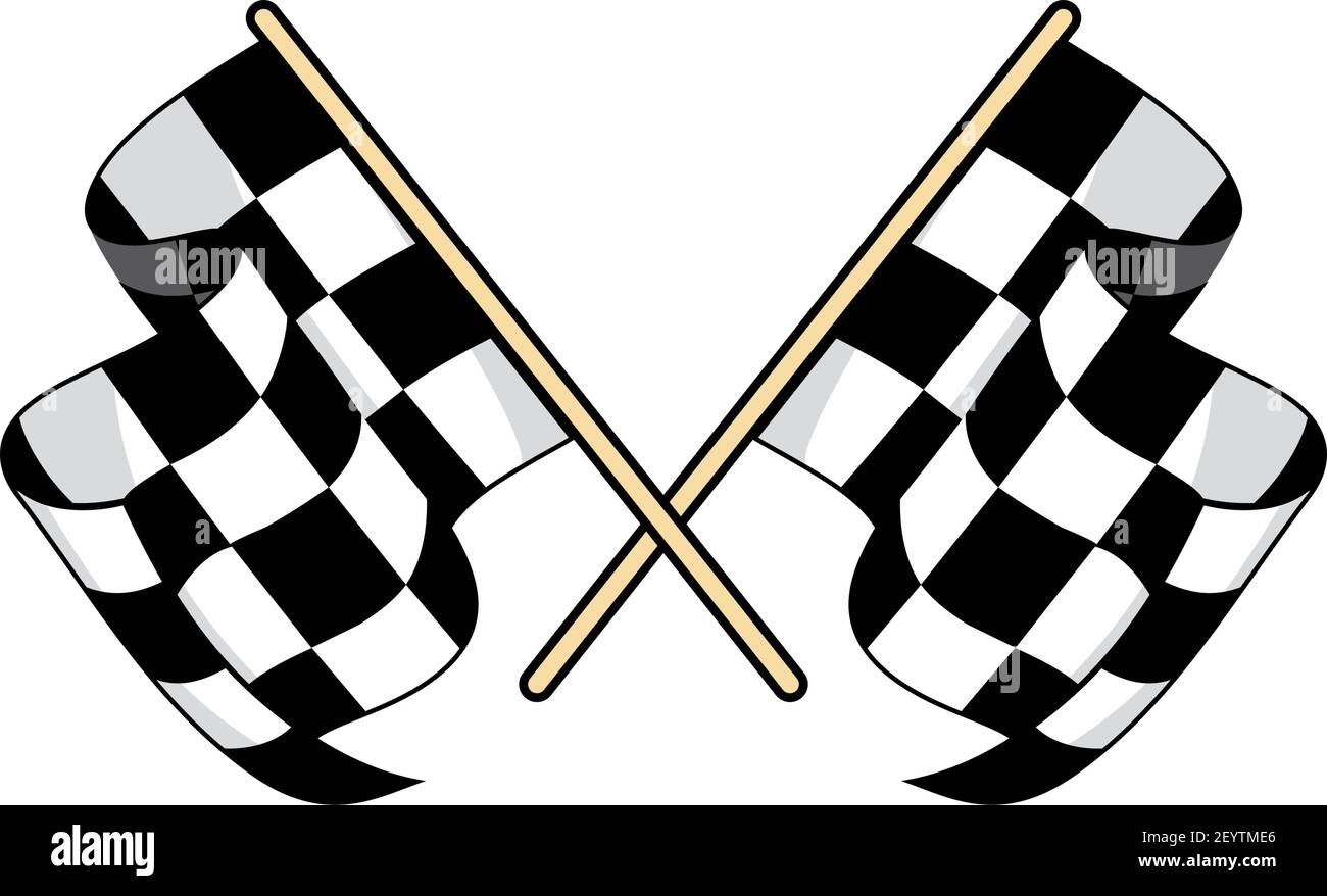Checkered race flag flat vector illustration. Speed racing competition ...