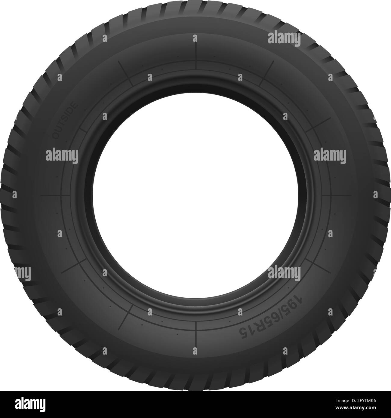 Car tyre isolated R15 rubber tire front view. Vector vehicle wheel ...