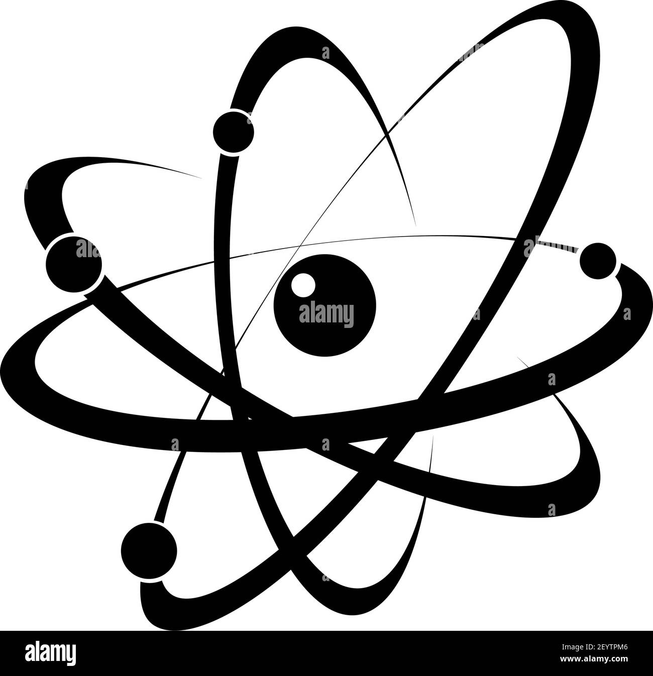 Atomic energy symbol black vector icon. Chemical reaction sign ...