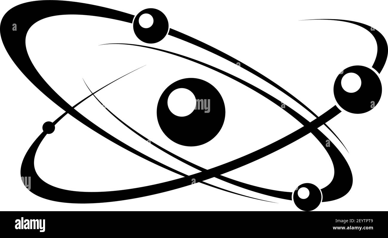 Atomic energy symbol black vector icon. Chemical reaction sign ...