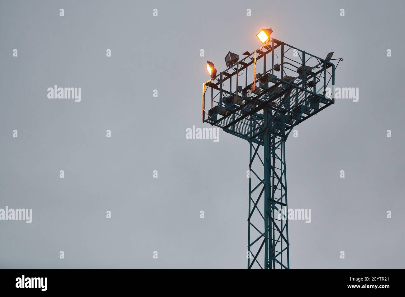 Security watchtower for observing. Viewing tower with spotlights on ...