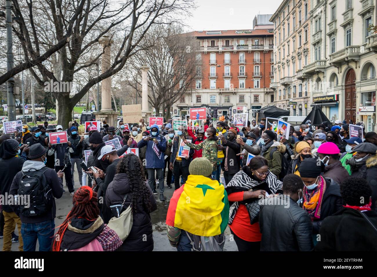Milan, Italy. 06th Mar, 2021. Milan. Protest in Oberdan Square in ...