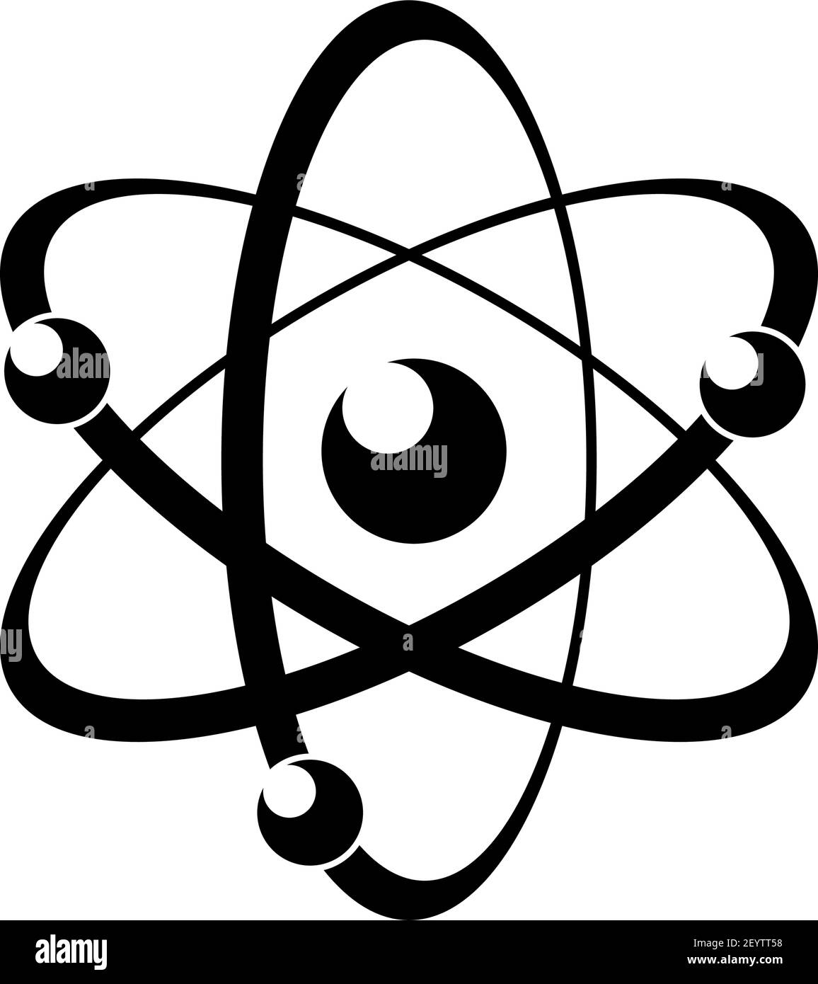 Atomic energy symbol black vector icon. Chemical reaction sign ...