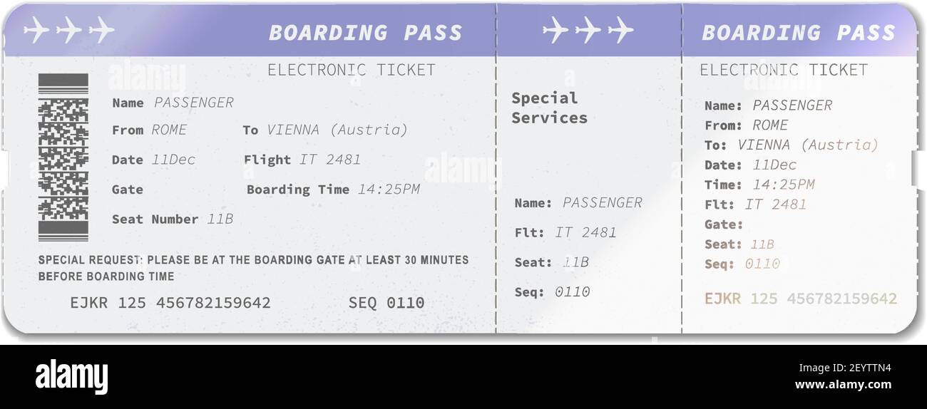Airlines Boarding Pass Isolated Ticket Template Vector Passenger Card