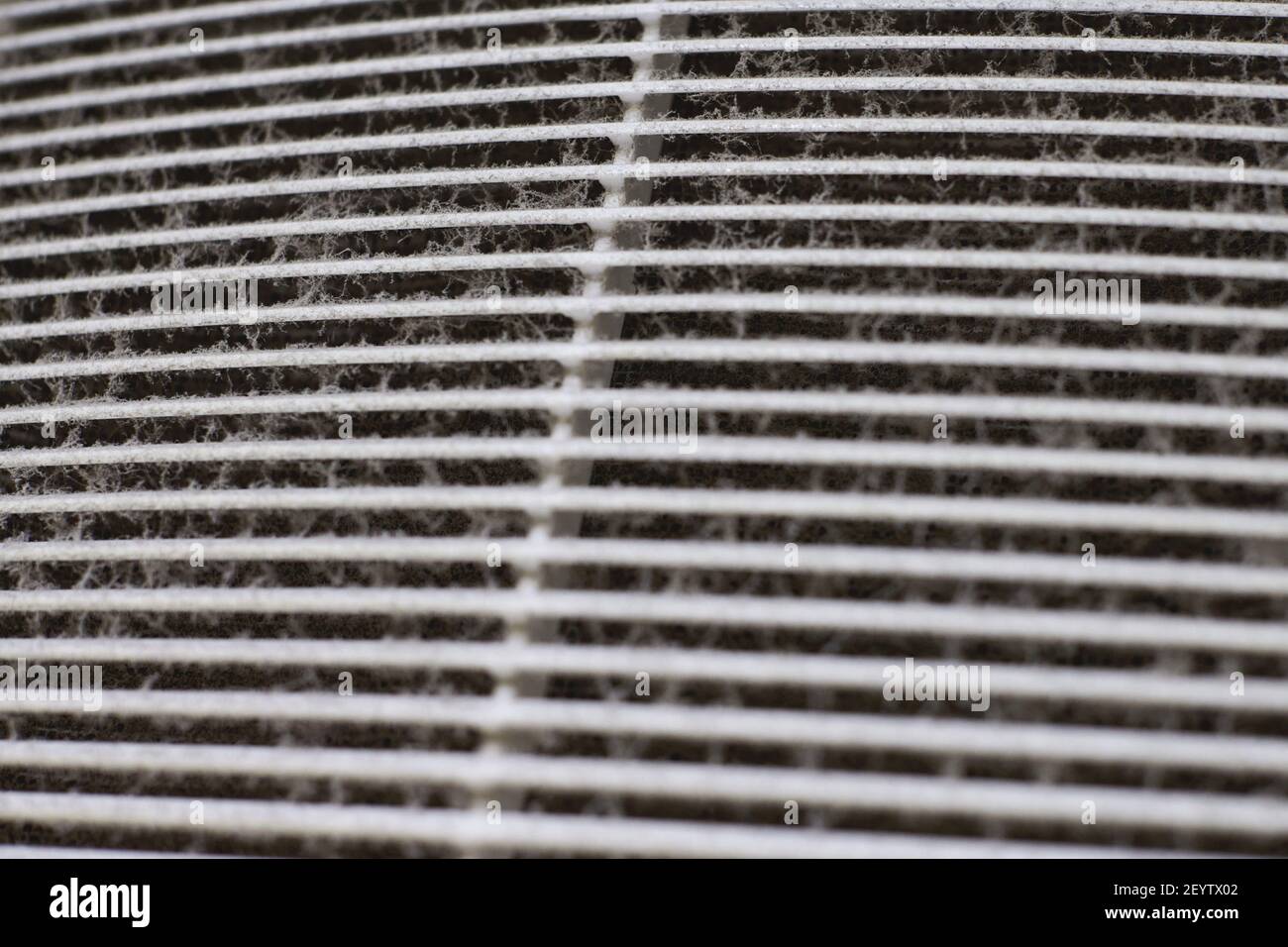Extremely dirty air ventilation grill of HVAC with dusty clogged filter ...