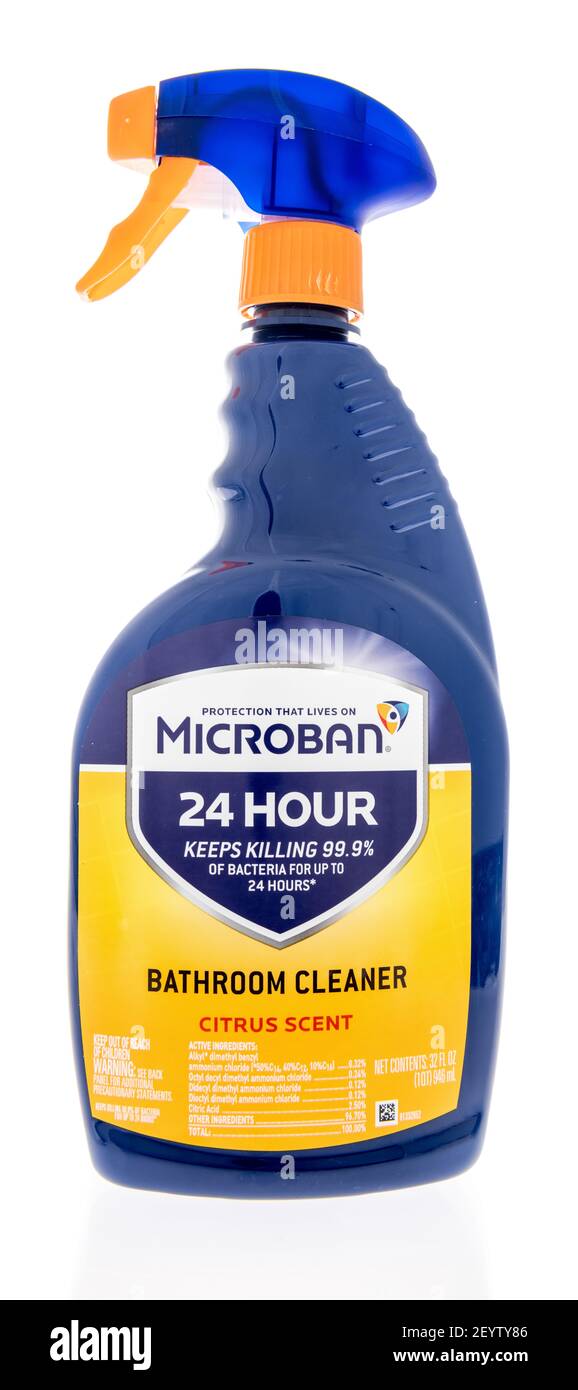 Winneconne, WI - 3 March 2021: A package of Microban sanitizing spray ...
