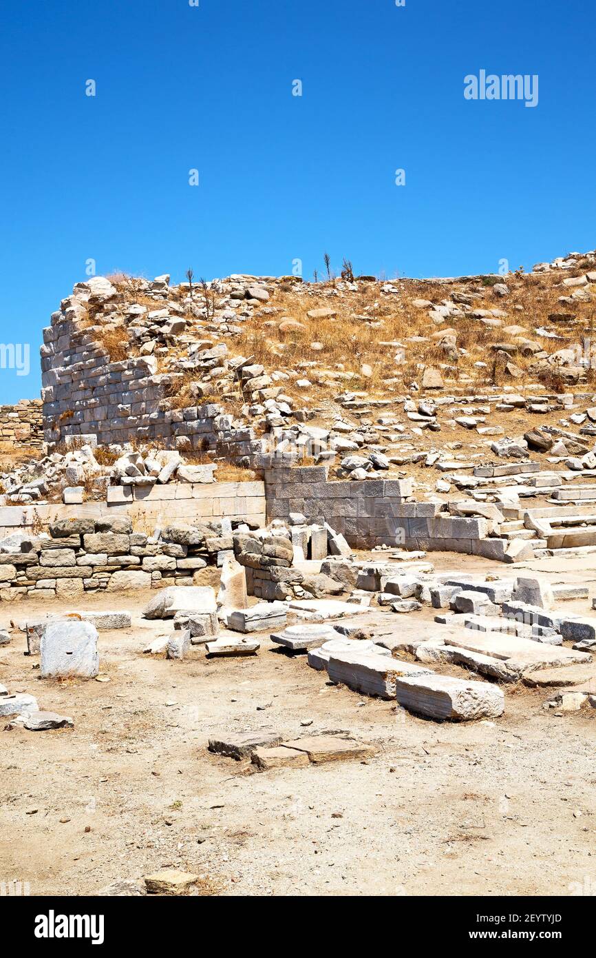 Archeology in delos the and old ruin site Stock Photo - Alamy