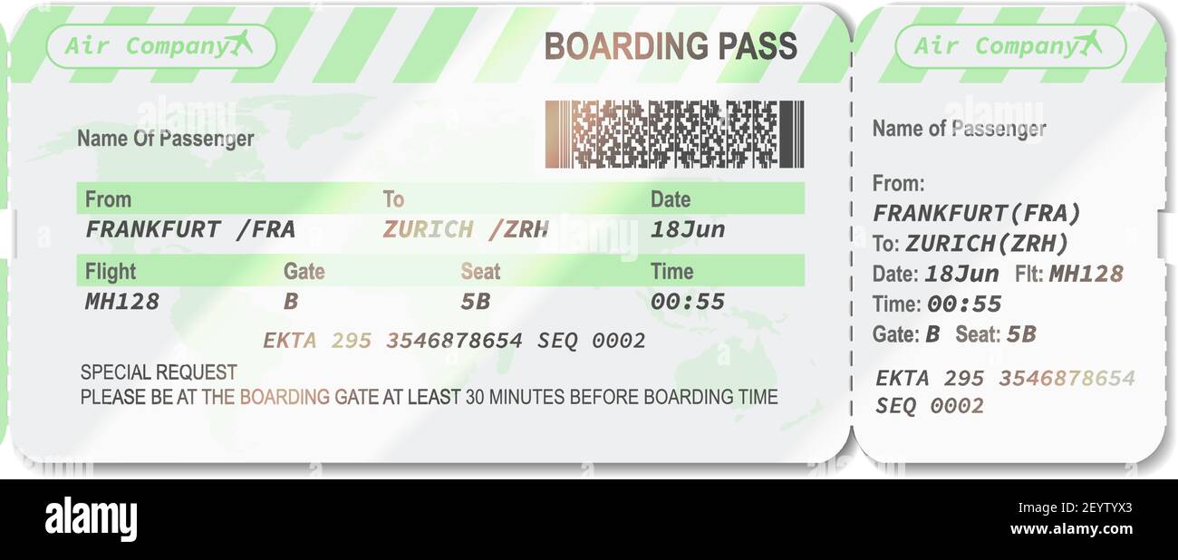 Airlines boarding pass isolated ticket template. Vector passenger card ...