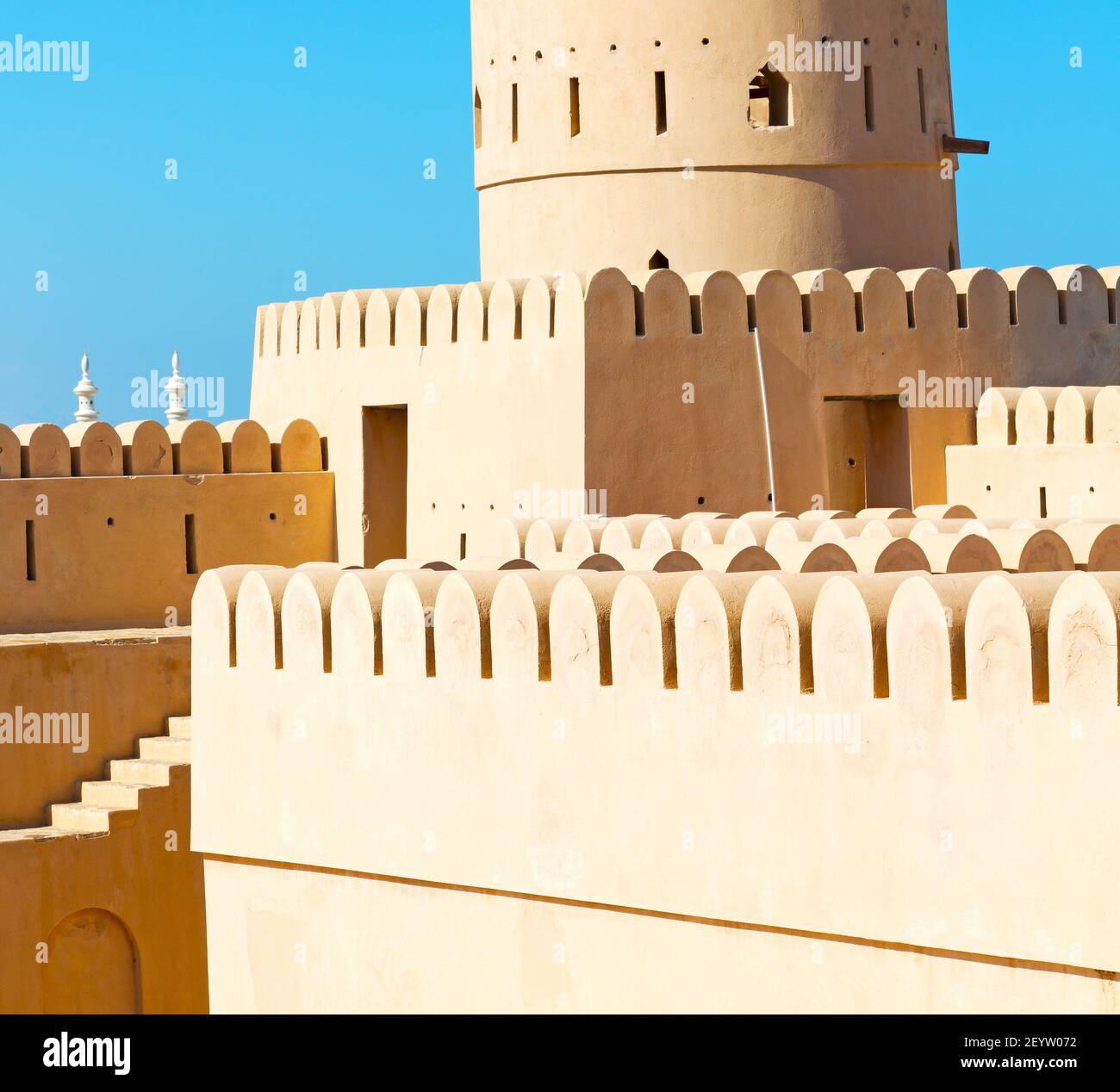 In oman muscat the old defensive fort battlesment sky and star brick ...