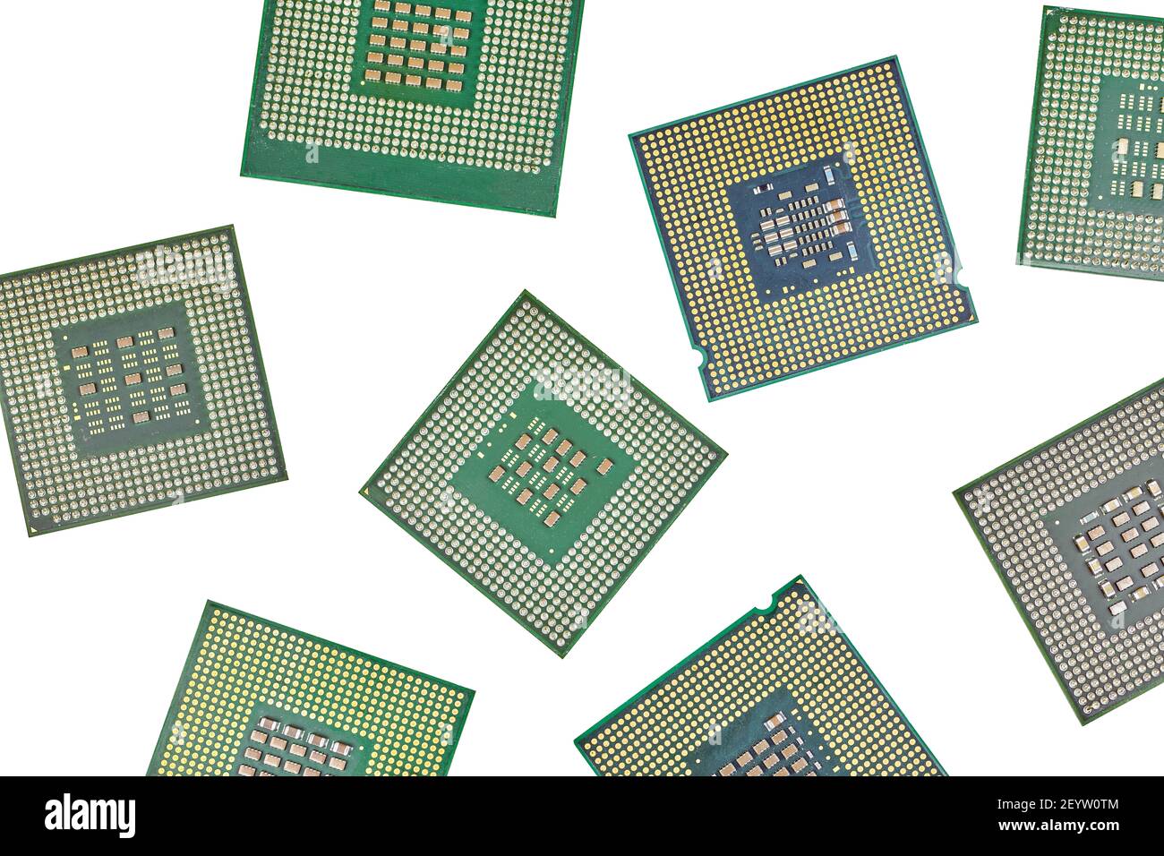 Bunch of CPU, central processor units, isolated background. Main ...