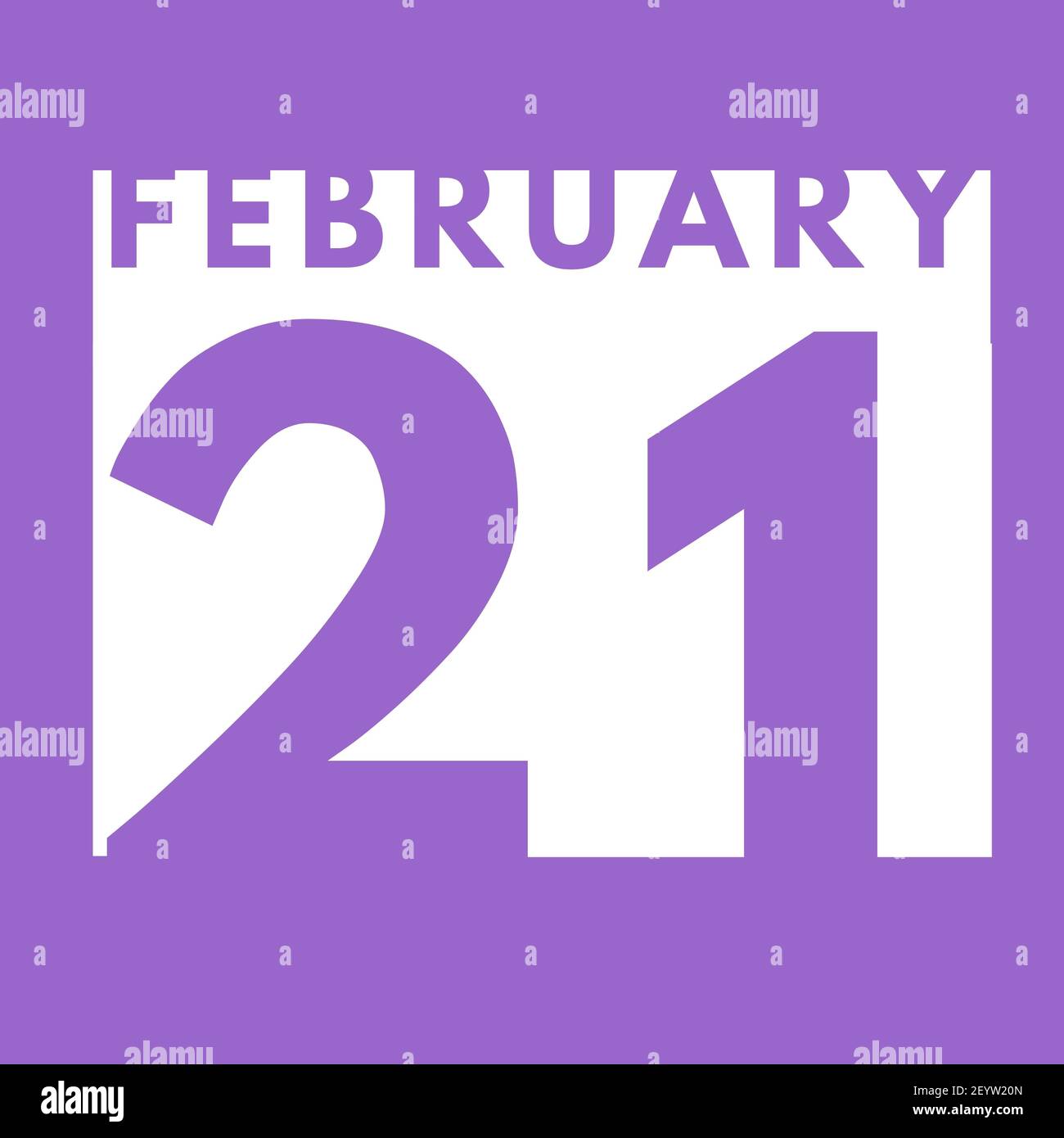 February 21 . flat modern daily calendar icon .date ,day, month ...