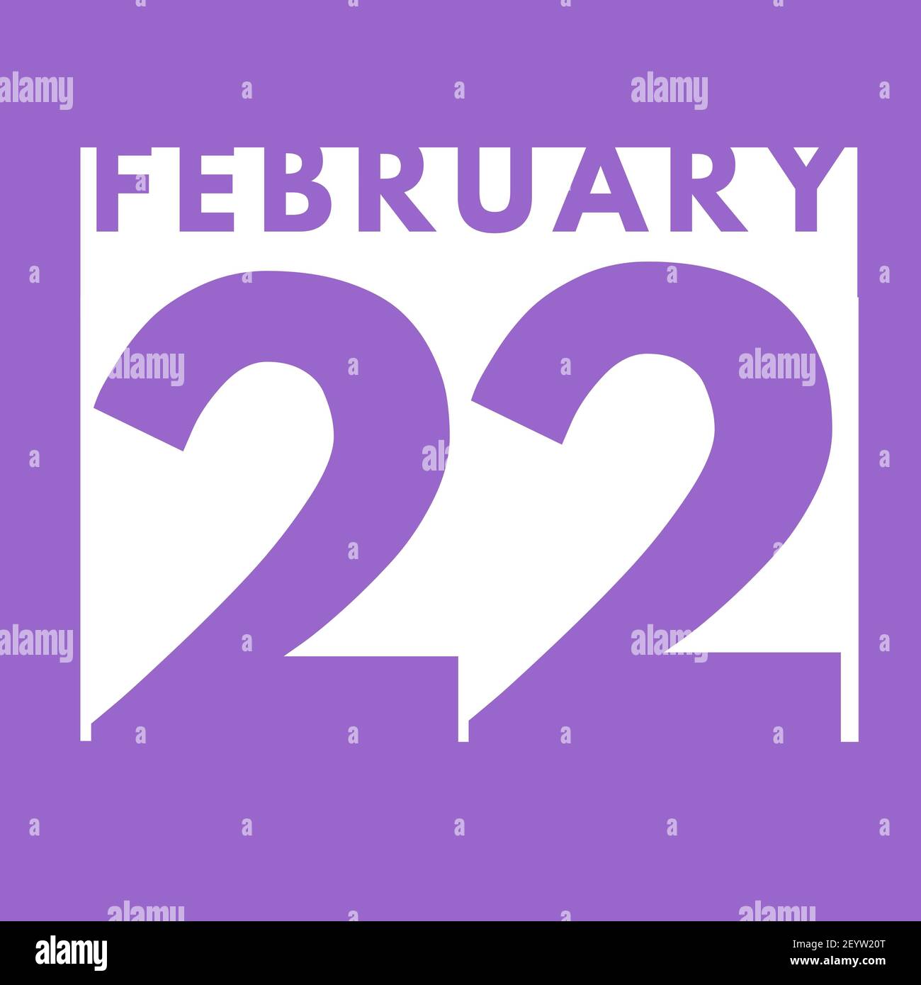 February 22 . flat modern daily calendar icon .date ,day, month ...