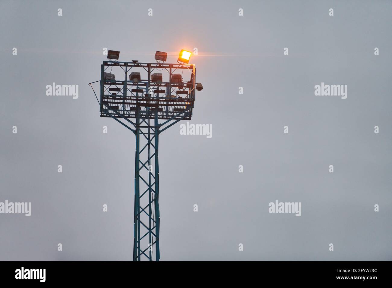 Security watchtower for observing. Viewing tower with spotlights on ...