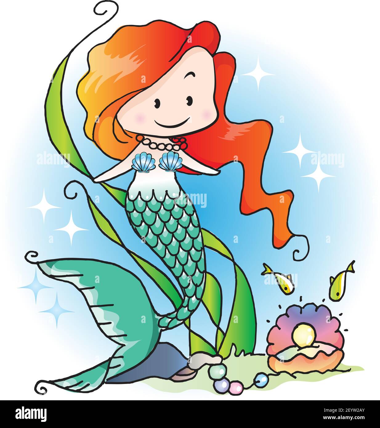 vector cartoon girl Mermaid Stock Vector Image & Art - Alamy
