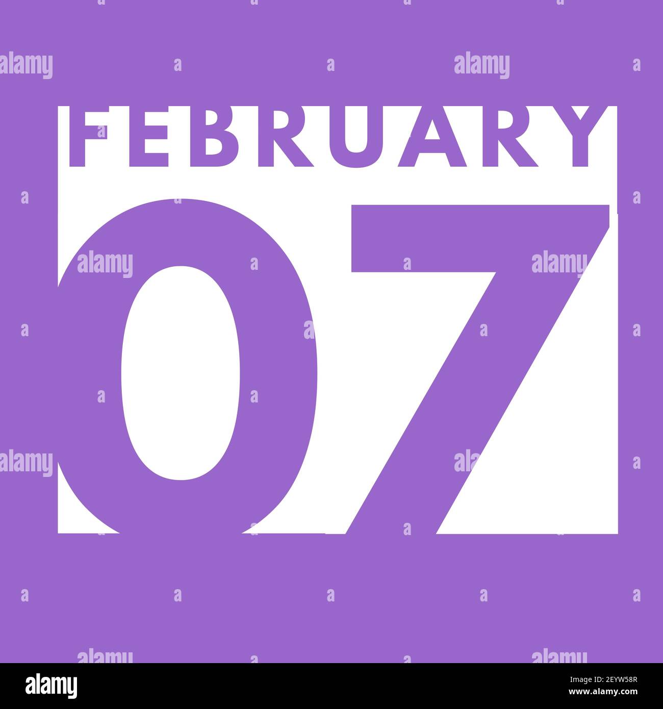 February 7 . flat modern daily calendar icon .date ,day, month ...