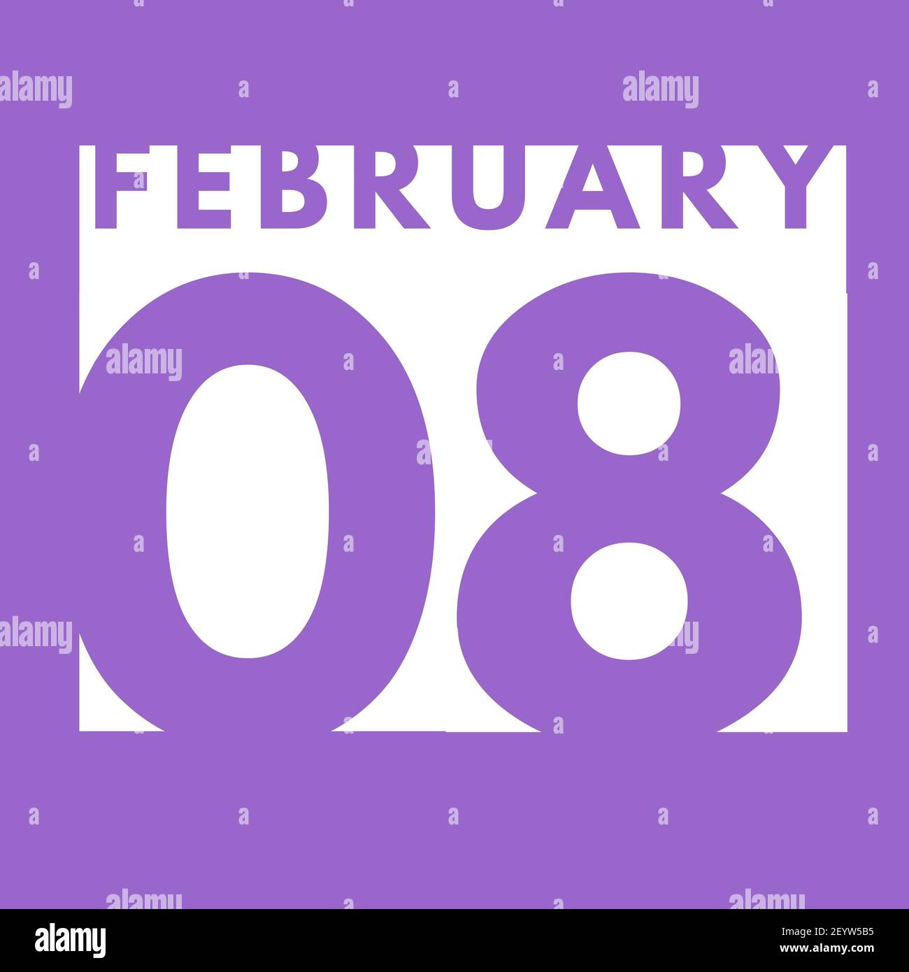 February 8 . flat modern daily calendar icon .date ,day, month ...