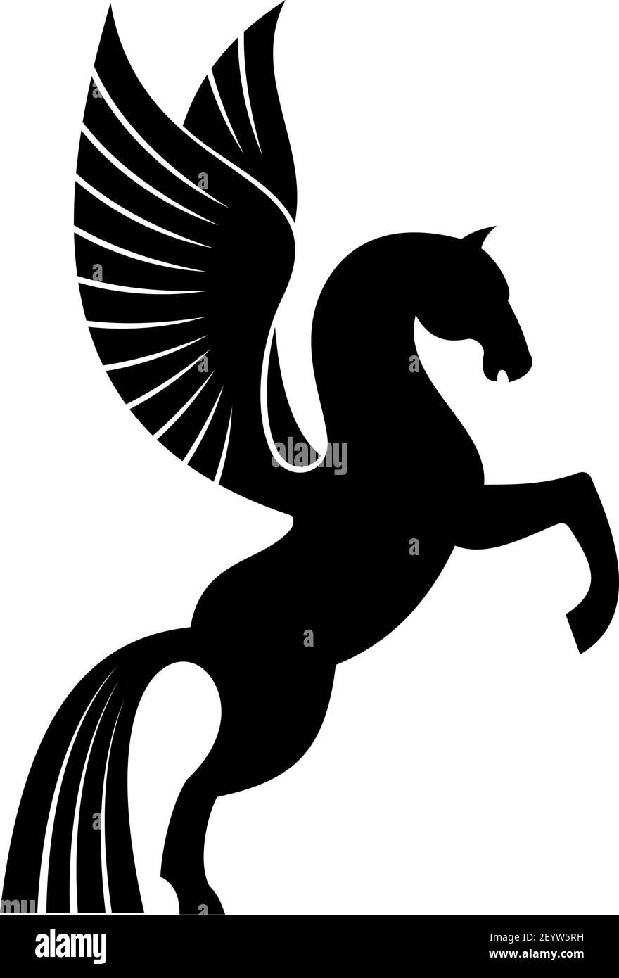 Mythical pegasus isolated winged horse. Vector heraldic animal ...