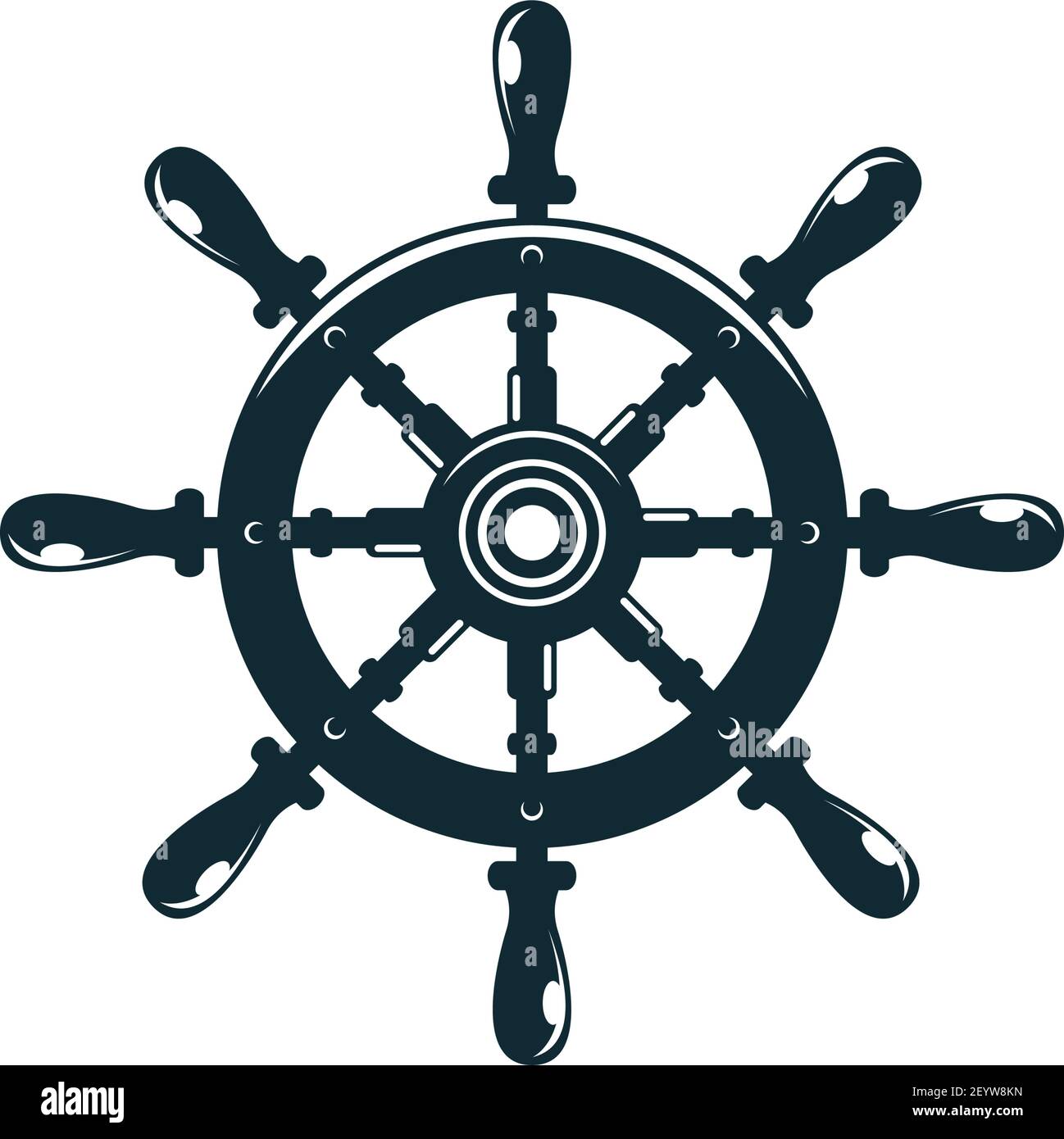 Retro handwheel isolated navigation symbol. Vector steering wheel with ...