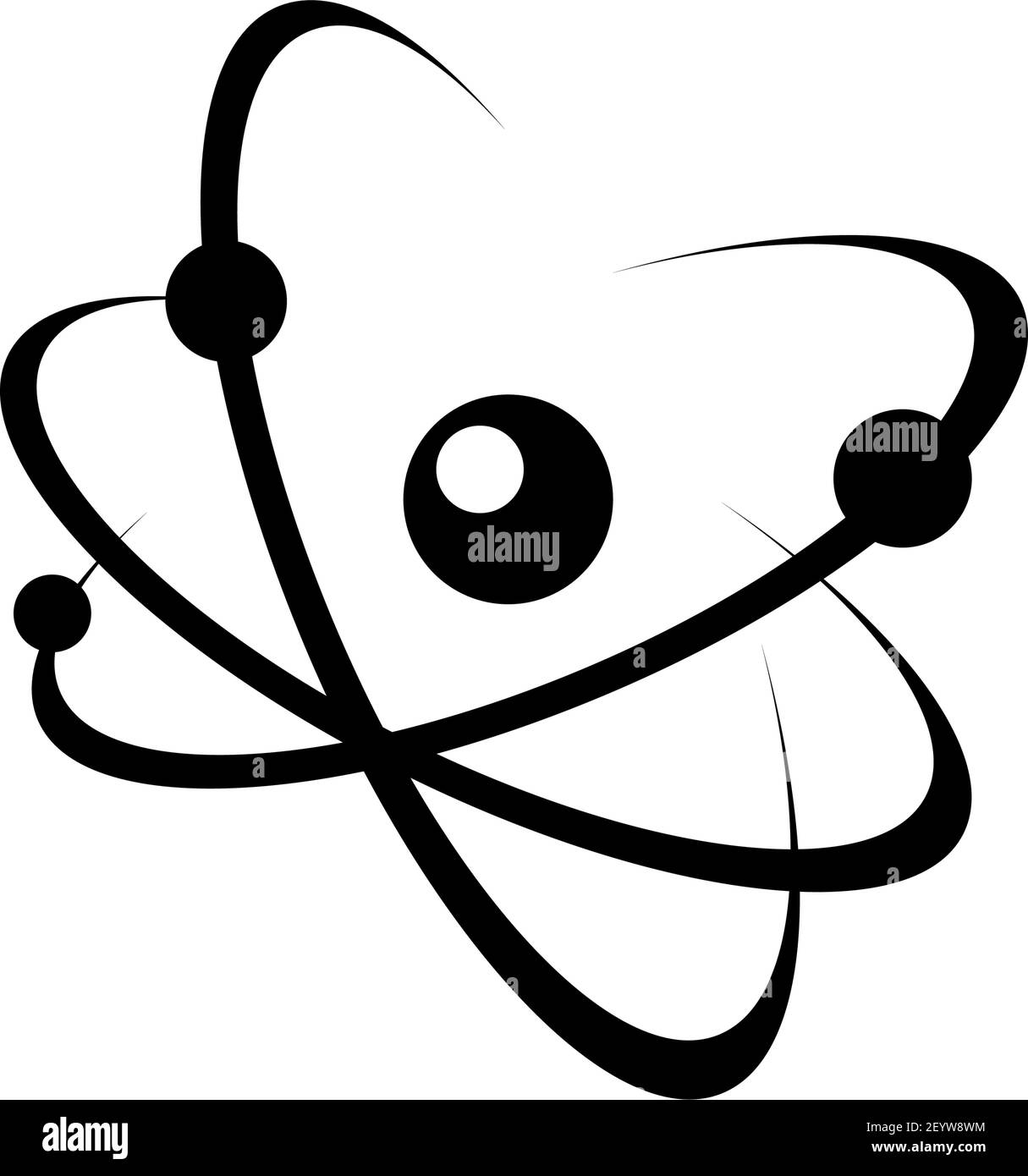 Atomic energy symbol black vector icon. Chemical reaction sign ...