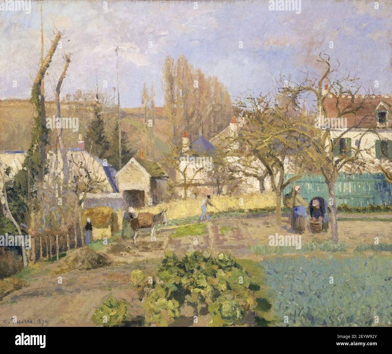 Camille Pissarro - Kitchen Gardens at L'Hermitage, Pontoise - National ...
