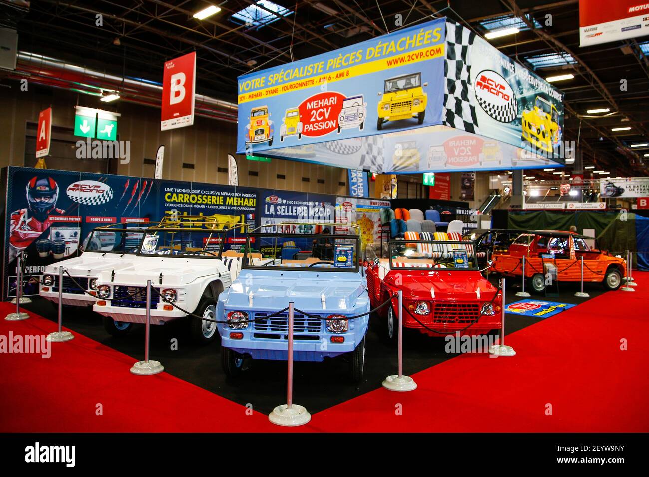 Stand Mehari during the Retromobile auto show at the Paris Expo Porte ...