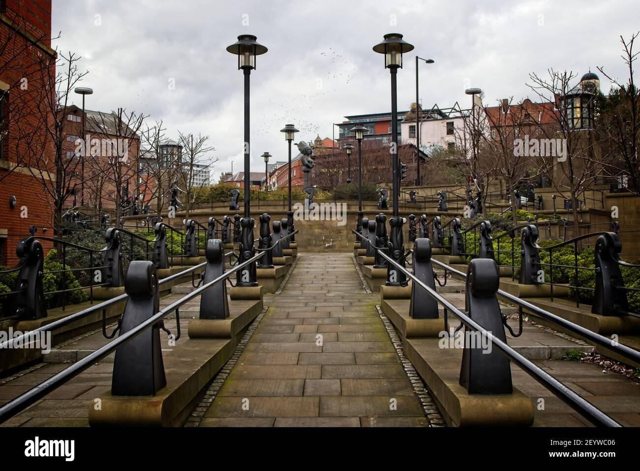 Footpaths lead donw from Sandgate towards the Quayside in Newcastle ...
